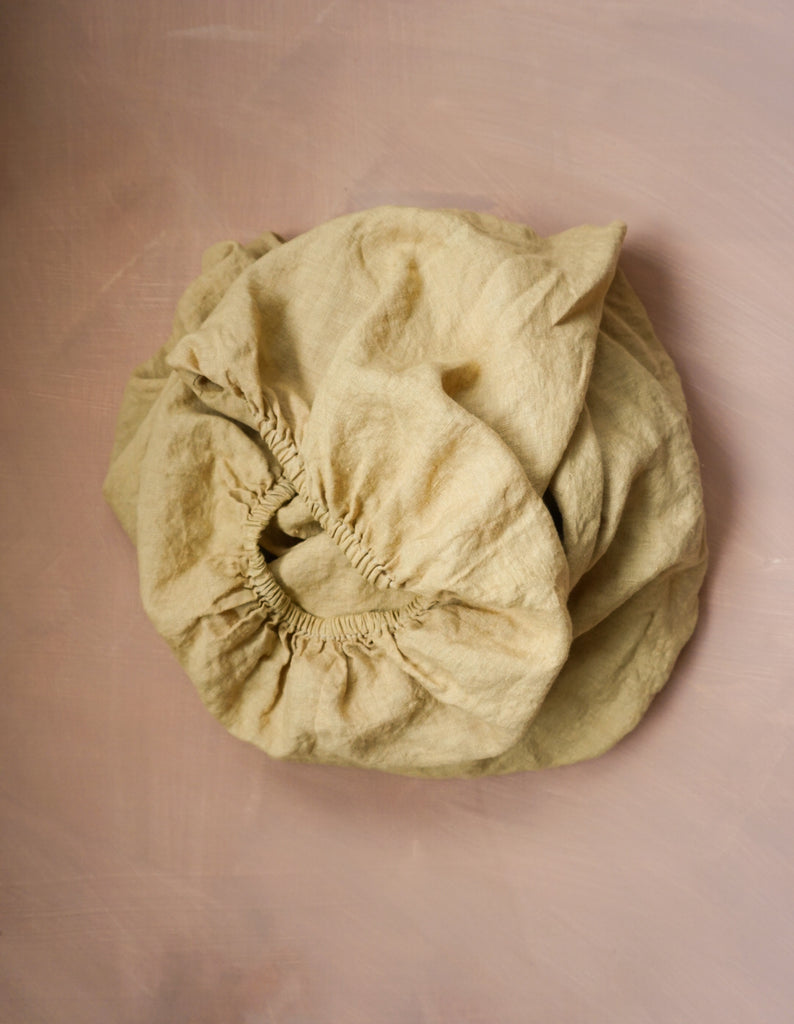 Gold Pure Linen Fitted Cot Sheet – Wildflower & Oak